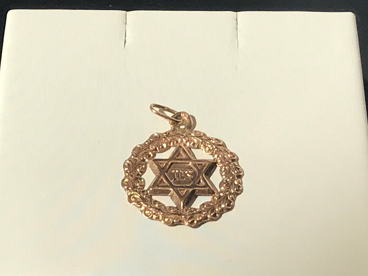 14 K.T. YELLOW GOLD JEWISH STAR MEDALLION WITH CARVED HALO – Design ...
